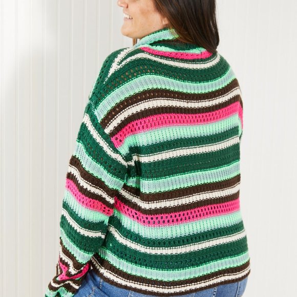 DAVI & DANI | Sweaters | Davi Dani Midwest Full Size Striped Turtleneck ...